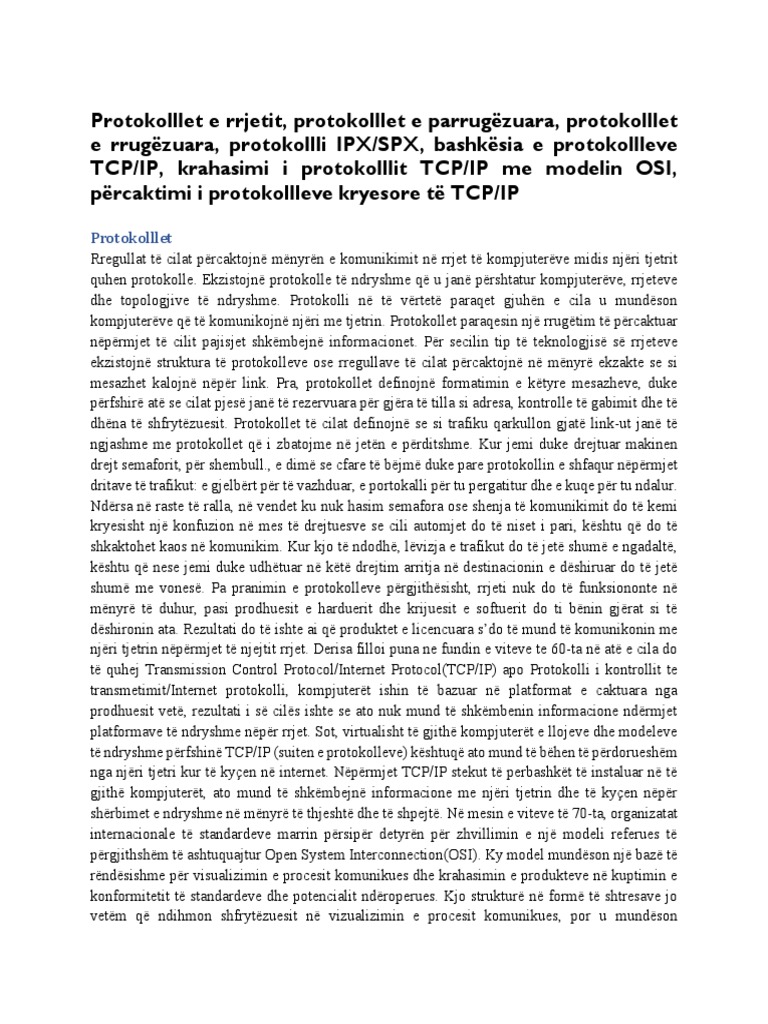 Leksion 5. Protokollet e Rrjetit - Part 1 | PDF