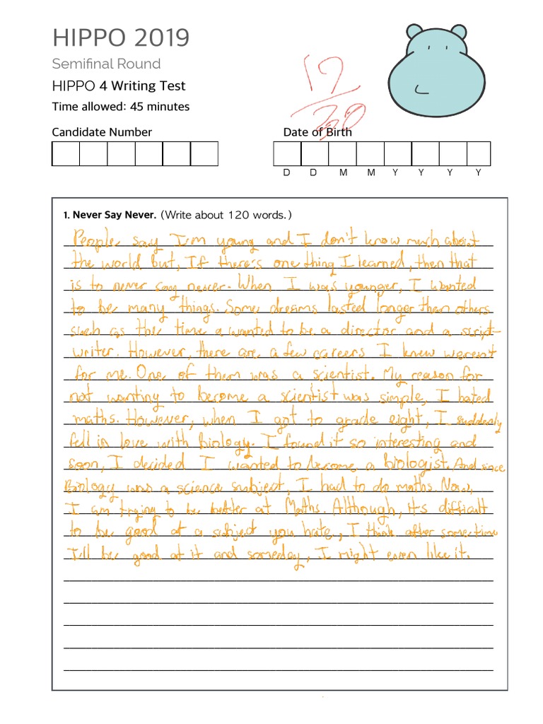 HIPPO 4 Writing Test Guidelines | PDF | Social Science | Self-Improvement