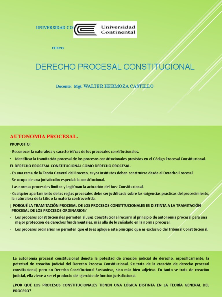 Tercera Semana - Derecho Procesal Constitucional | PDF | Ley procesal | Jurisdicción