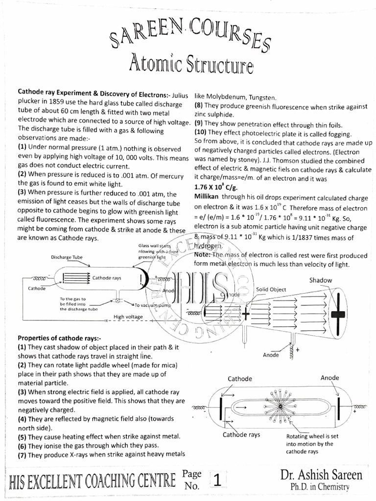 10 1 Chemistry Atomic Structure Notes Pdf Photoelectric Effect