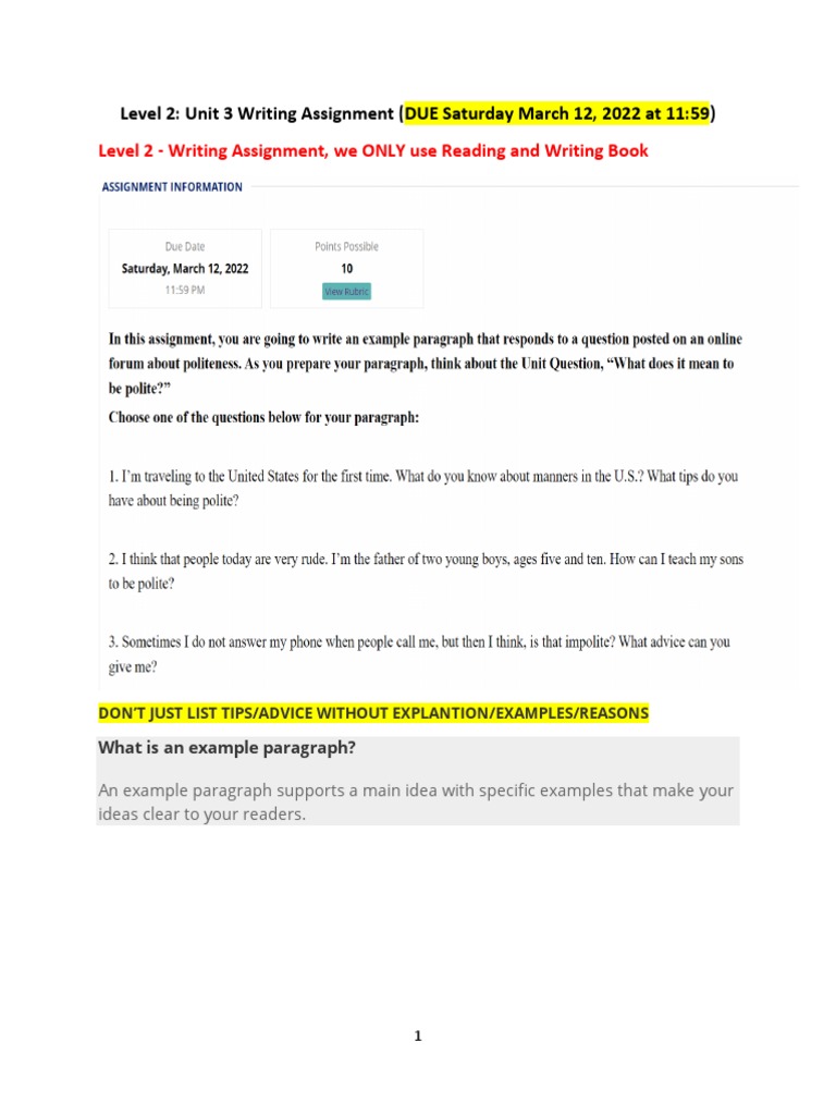 Assignment Unit 3 - L2 | Download Free PDF | Writing | Applied Linguistics