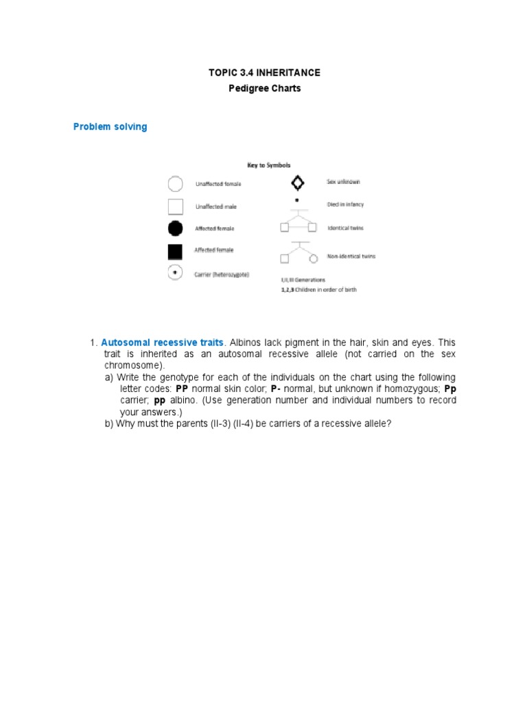 3.4 Pedigree Charts | PDF | Dominance (Genetics) | Genotype