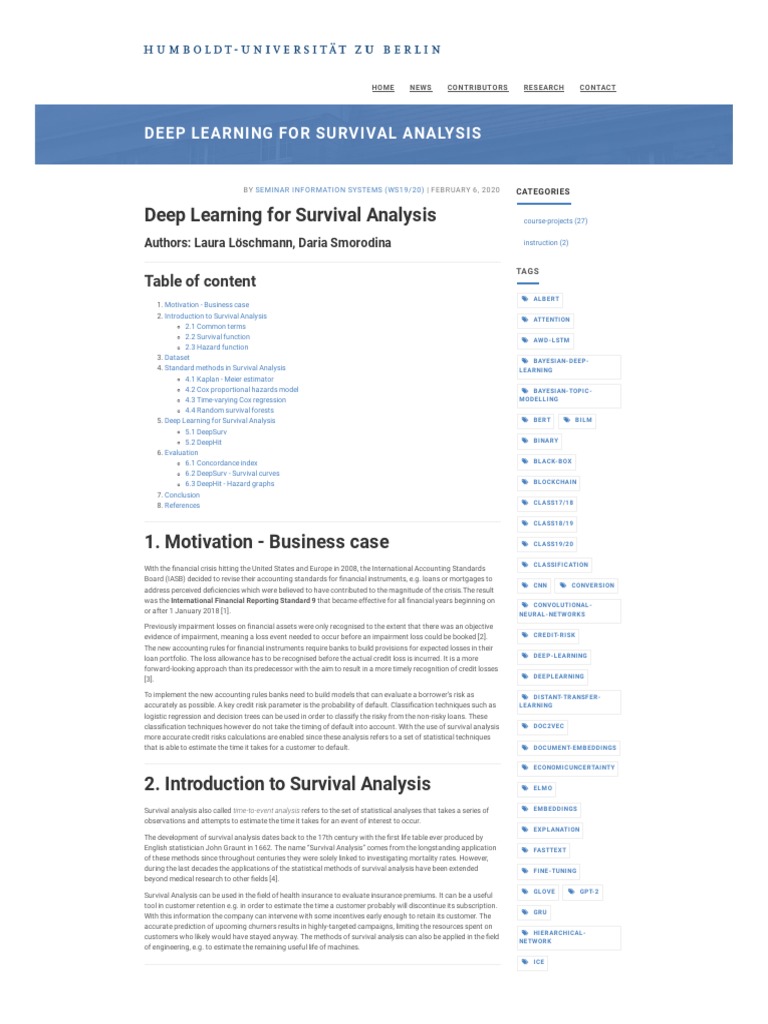 Humboldt Wi Github Io Blog Research Information - Systems - 1920 Group2 - Survivalanalysis | PDF ...