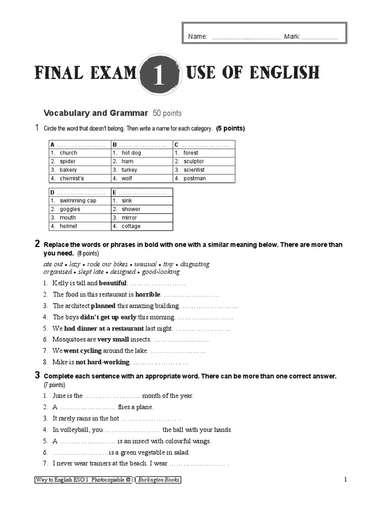 WaytoEnglish1 UET FE1 and SAT FE1 | PDF