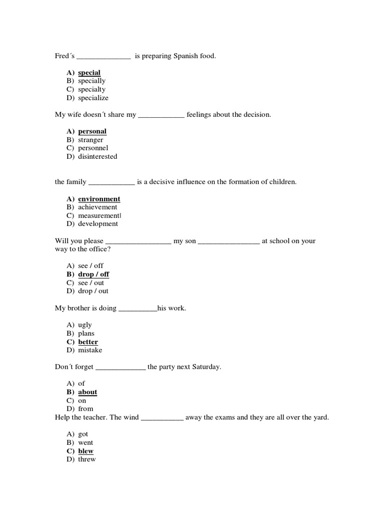 Examen de Ingles V Pepa Abierta Tipo 5 | PDF