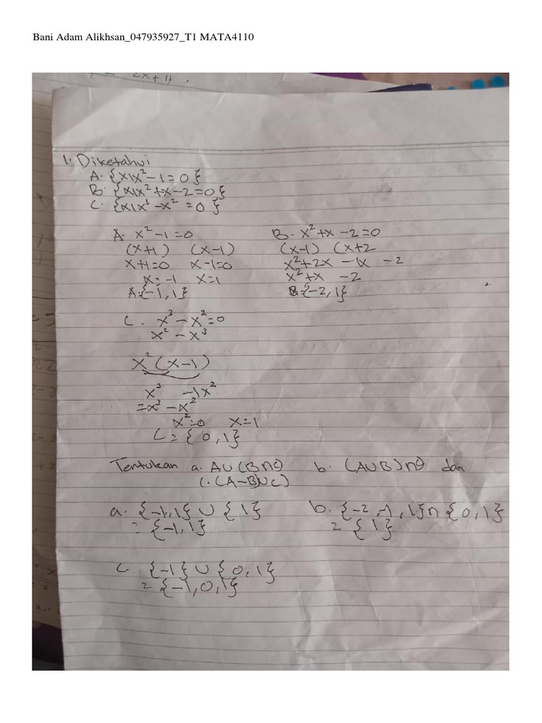 Bani Adam Alikhsan_047935927_T1 MATA4110 | PDF