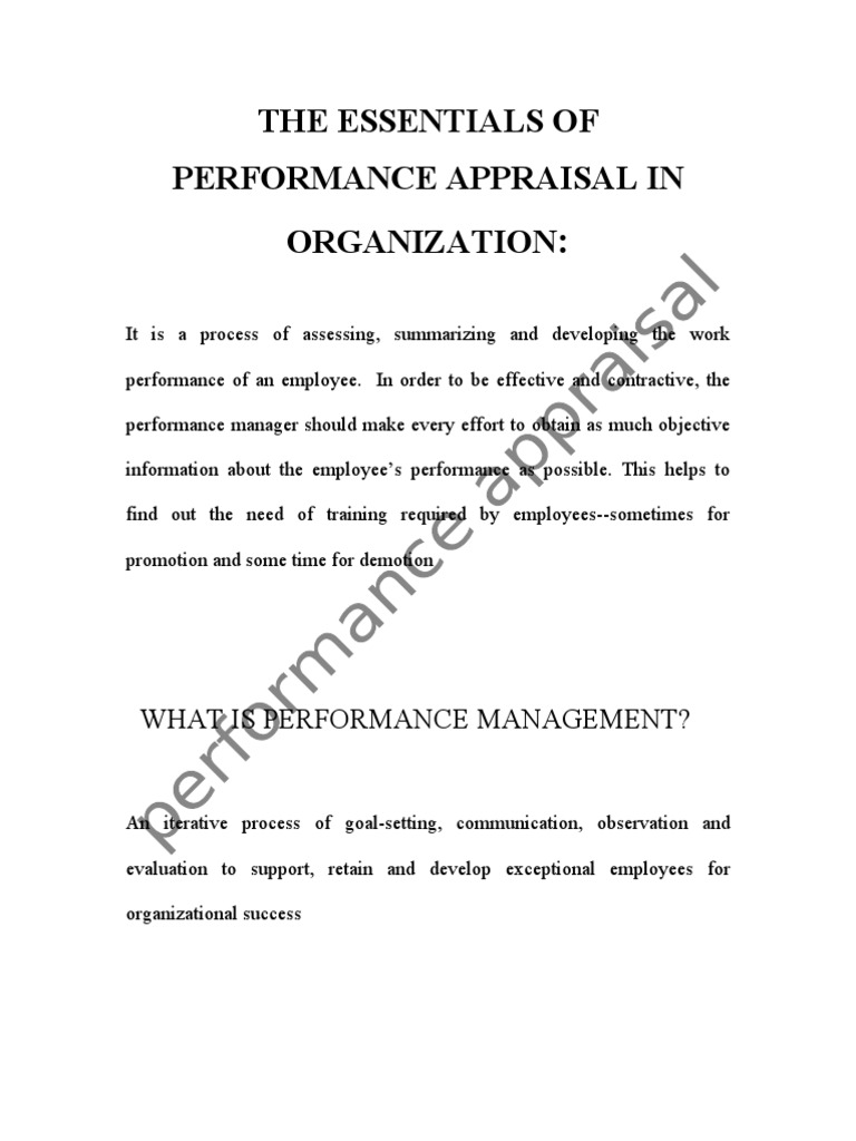 The Essentials of Performance Appraisal in Organization: What Is ...