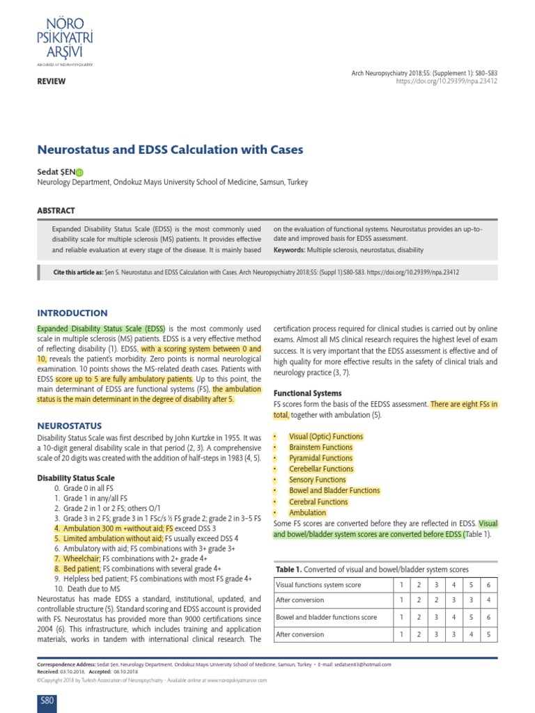 EDSS | PDF | Urinary Incontinence | Visual Acuity