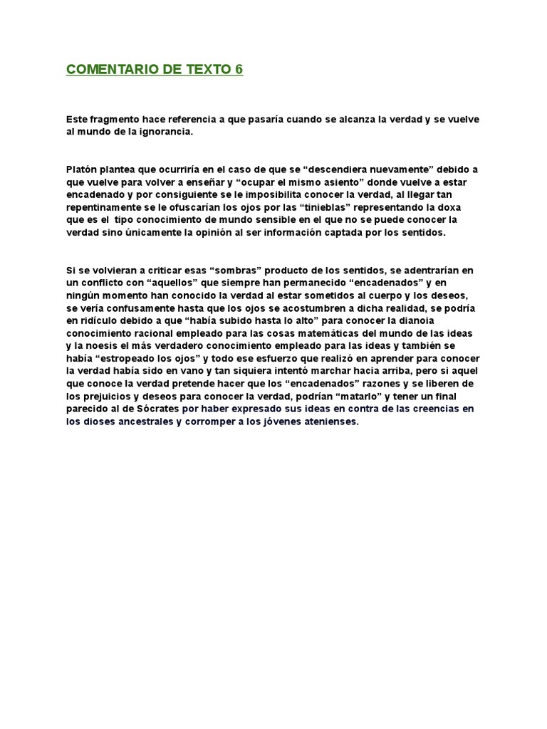 Comentario de Texto 6 | PDF | Filosofía