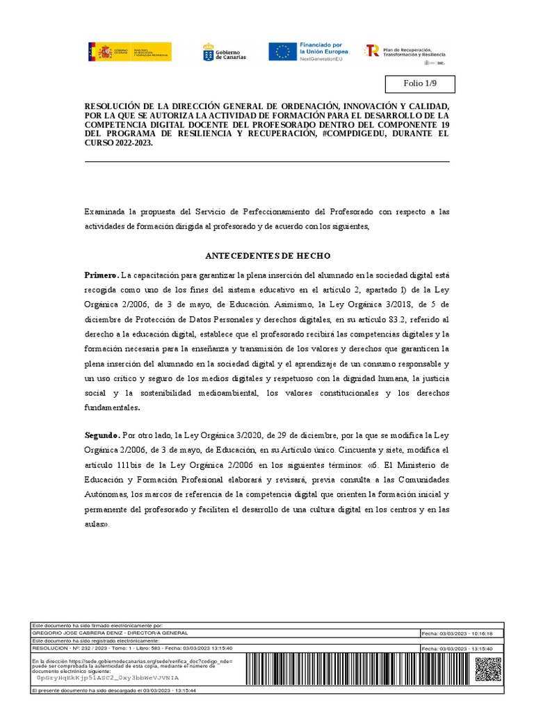 Resolucion Compdigedu Acreditacin B1marzo 2023-1 | PDF | Maestros | Enseñando