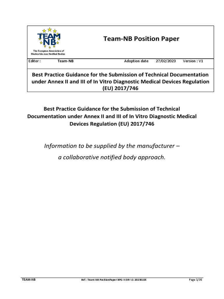 Team-NB Position Paper: Information To Be Supplied by The Manufacturer - A Collaborative ...
