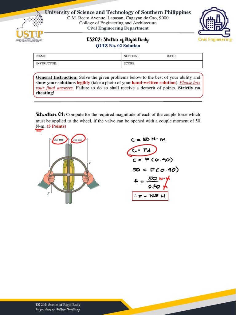 Q2 202 A Solution | Download Free PDF | Engineering | Classical Mechanics