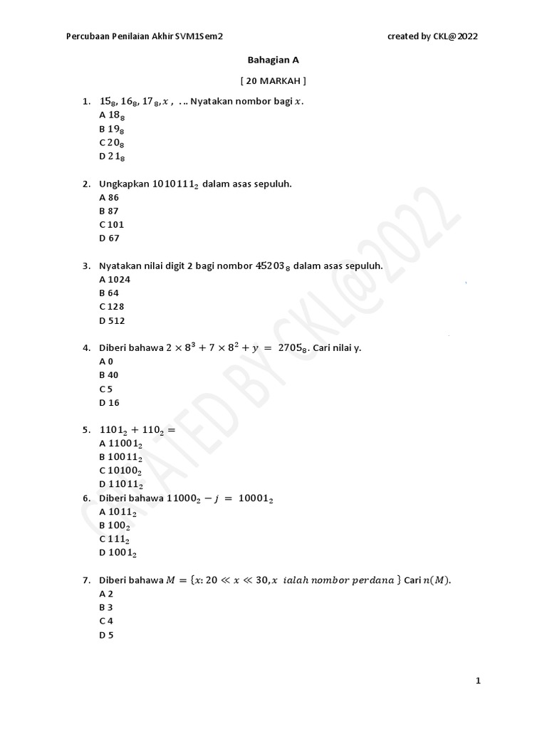 Percubaan Sem 2 Cikgu Chong | PDF