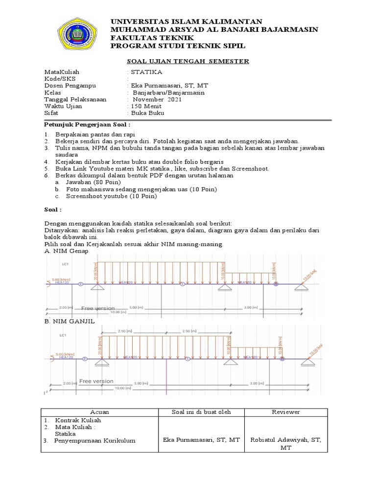 Uts Ganjil 2022 Statika | PDF