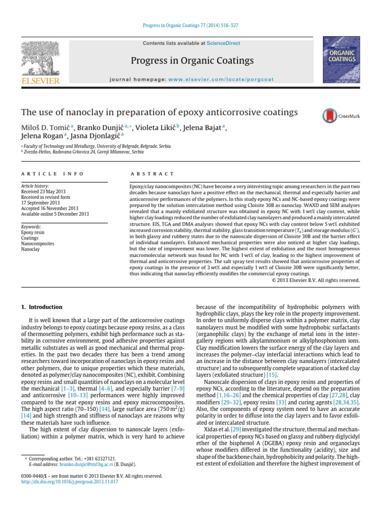 Nanoclay-Enhanced Epoxy Coatings | PDF | Epoxy | Polymers