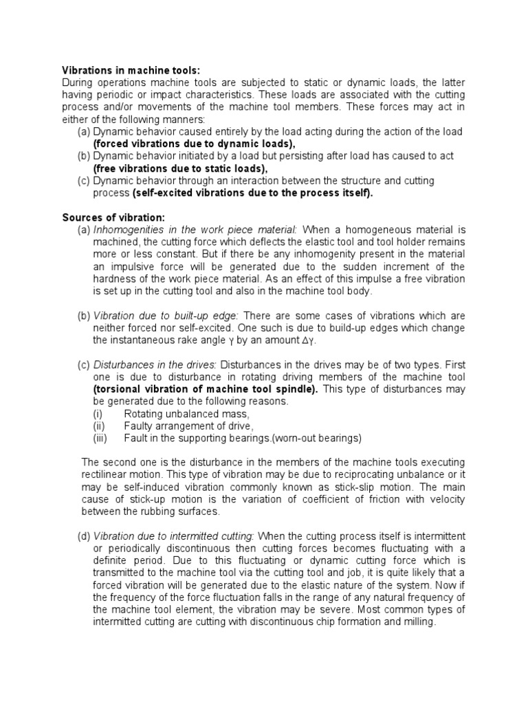 Vibration in Machine Tool | PDF | Physical Quantities | Mechanical ...