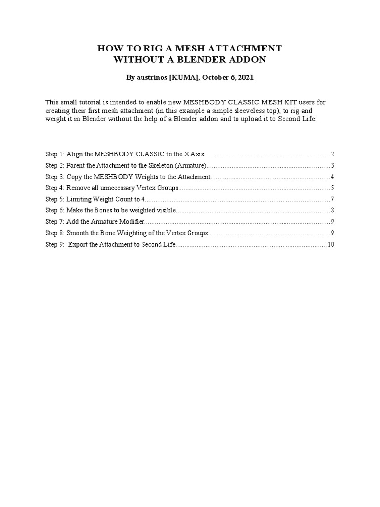 Second Life Mesh Rigging Guide | PDF | Blender (Software) | Computing