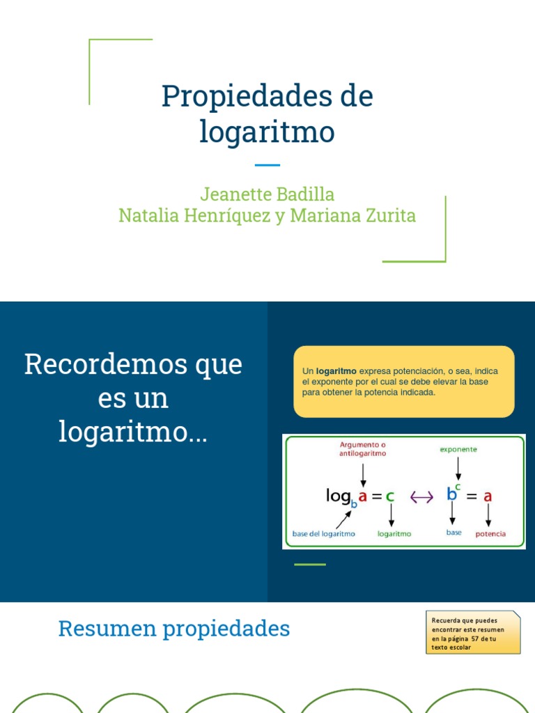 Propiedades de Los Logaritmos | PDF | Logaritmo | Exponenciación