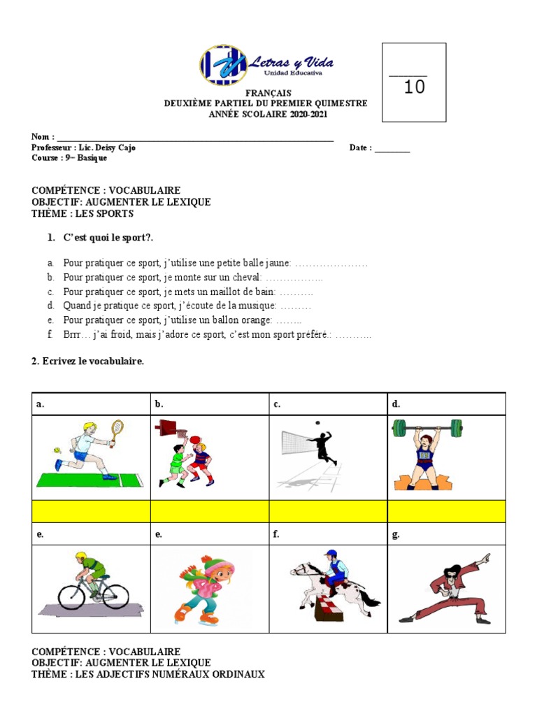 Vocabulaire des Sports en Français | PDF