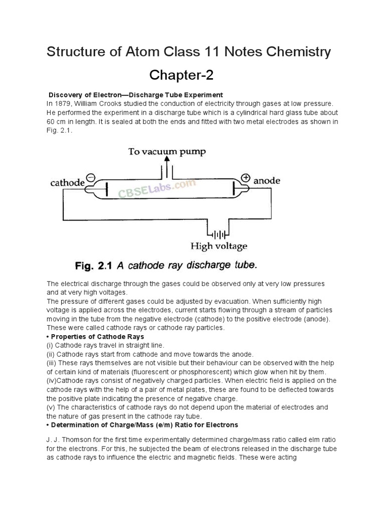 Structure of Atom Class 11 Notes Chemistry | PDF | Photoelectric Effect ...