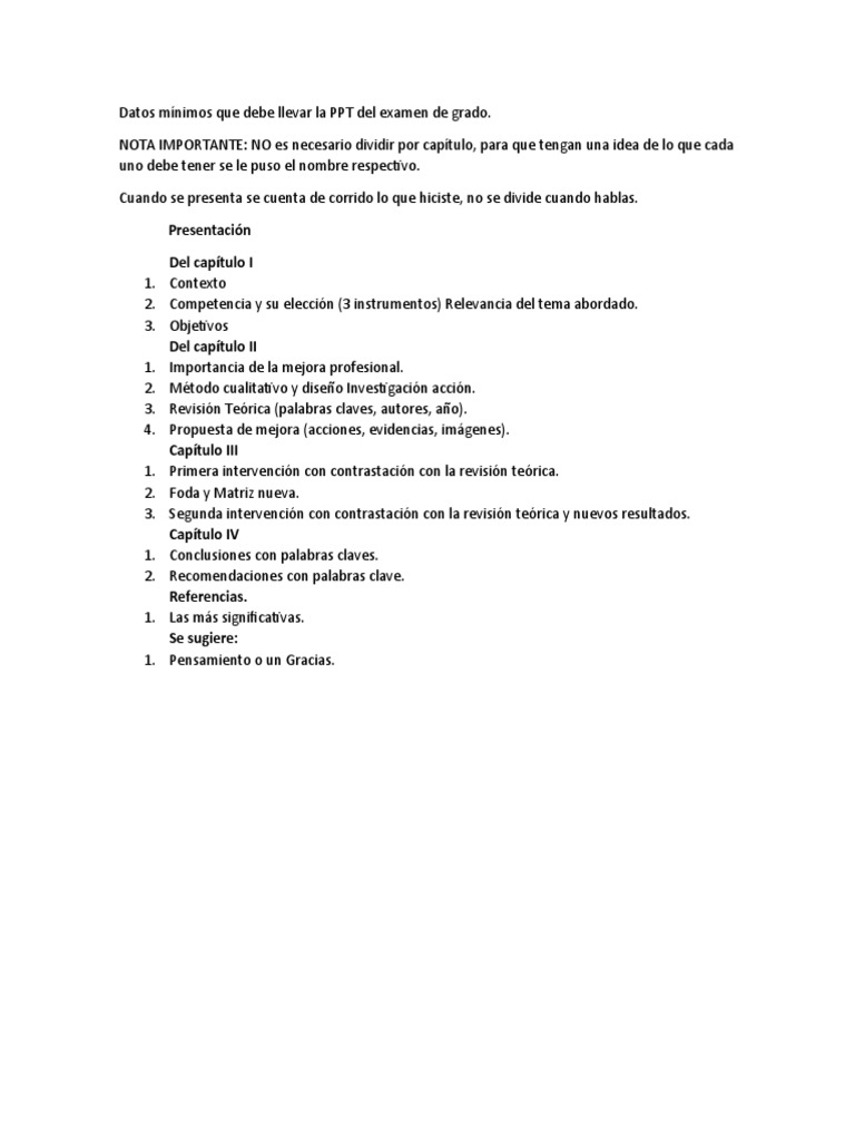 PPT Examen de Grado: Estructura Esencial | PDF