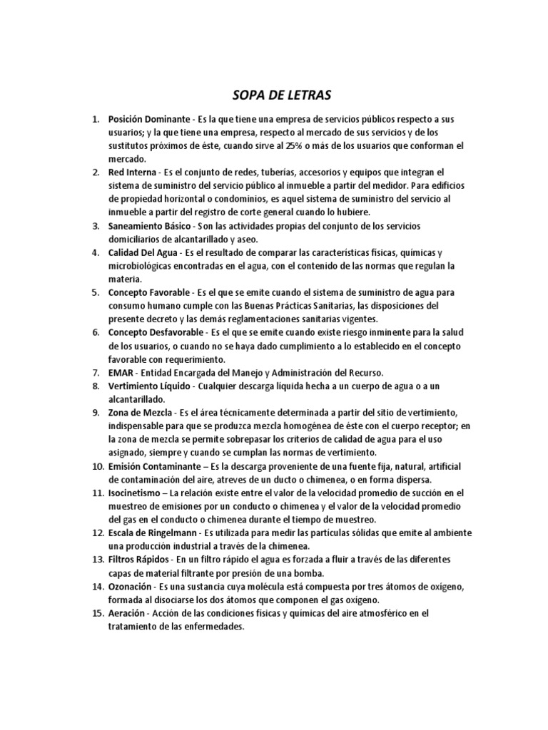 Sopa de Letras Sobre Ambiente | PDF | Agua | Contaminación