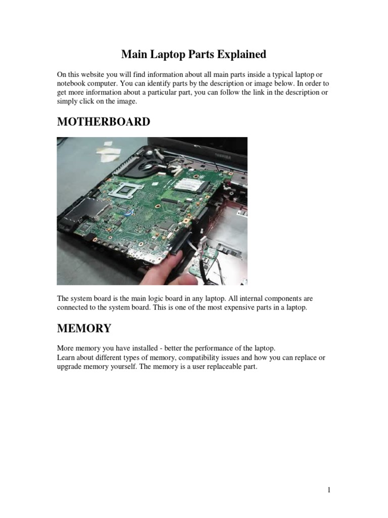 Laptop Internal Components Overview | PDF | Laptop | Computer Monitor