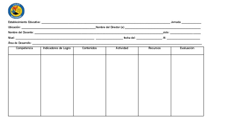 Formato de Planificacion | PDF
