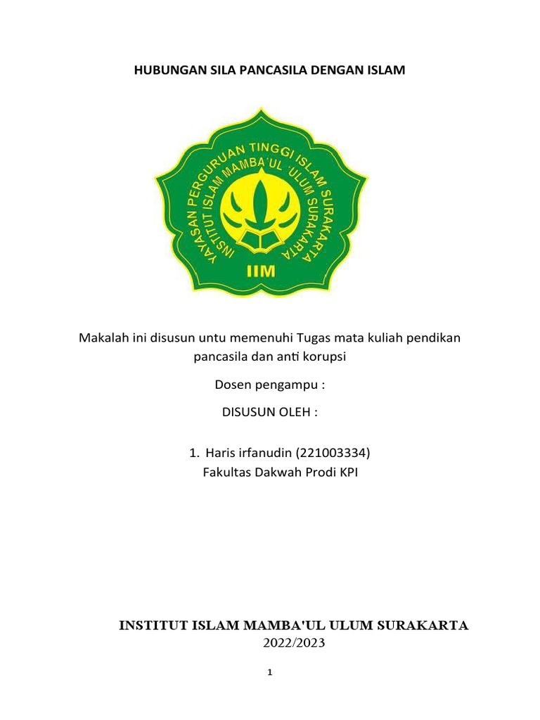 makalah HUBUNGAN SILA PANCASILA DENGAN ISLAM | PDF