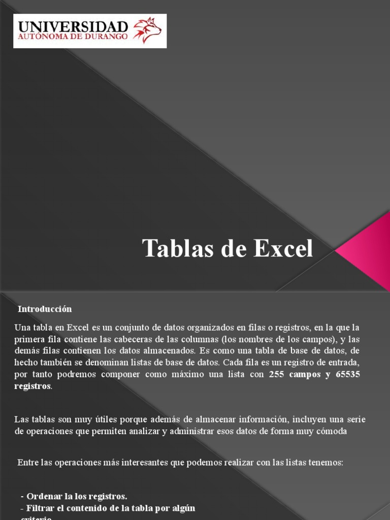 Las Tablas de Datos10 | PDF | Microsoft Excel | Bases de datos