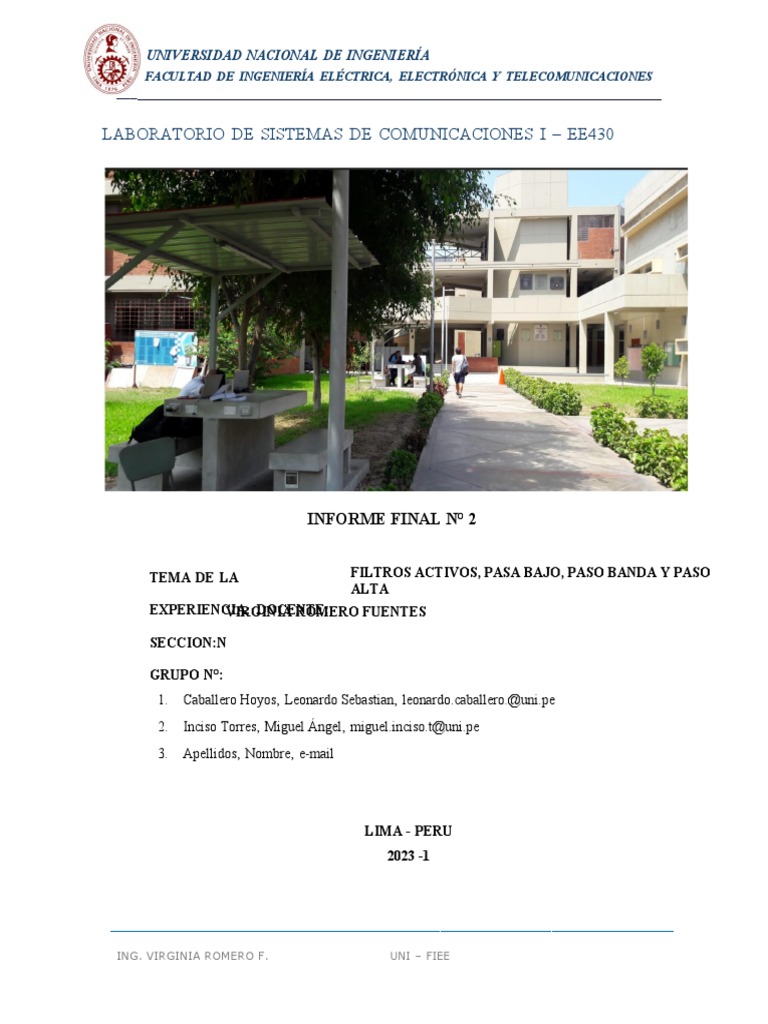 Informe Final Lab Nº2 | PDF | Filtro electronico | Modulación de frecuencia