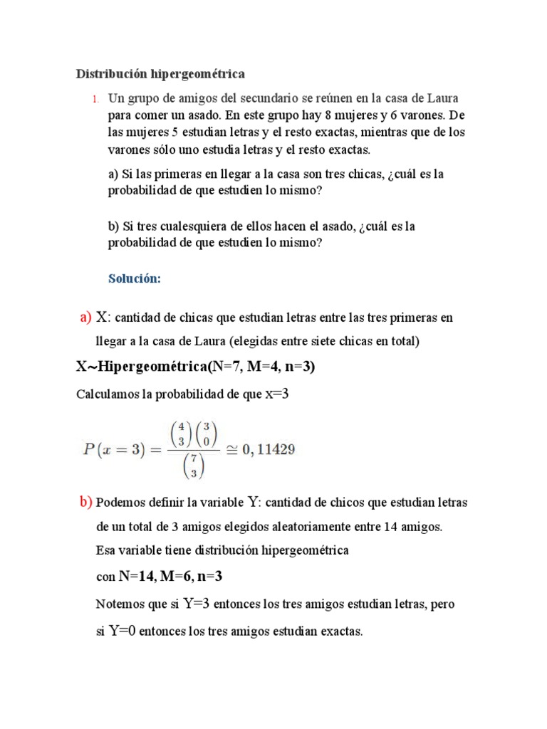 Distribución Hipergeométrica Ejercicios | PDF