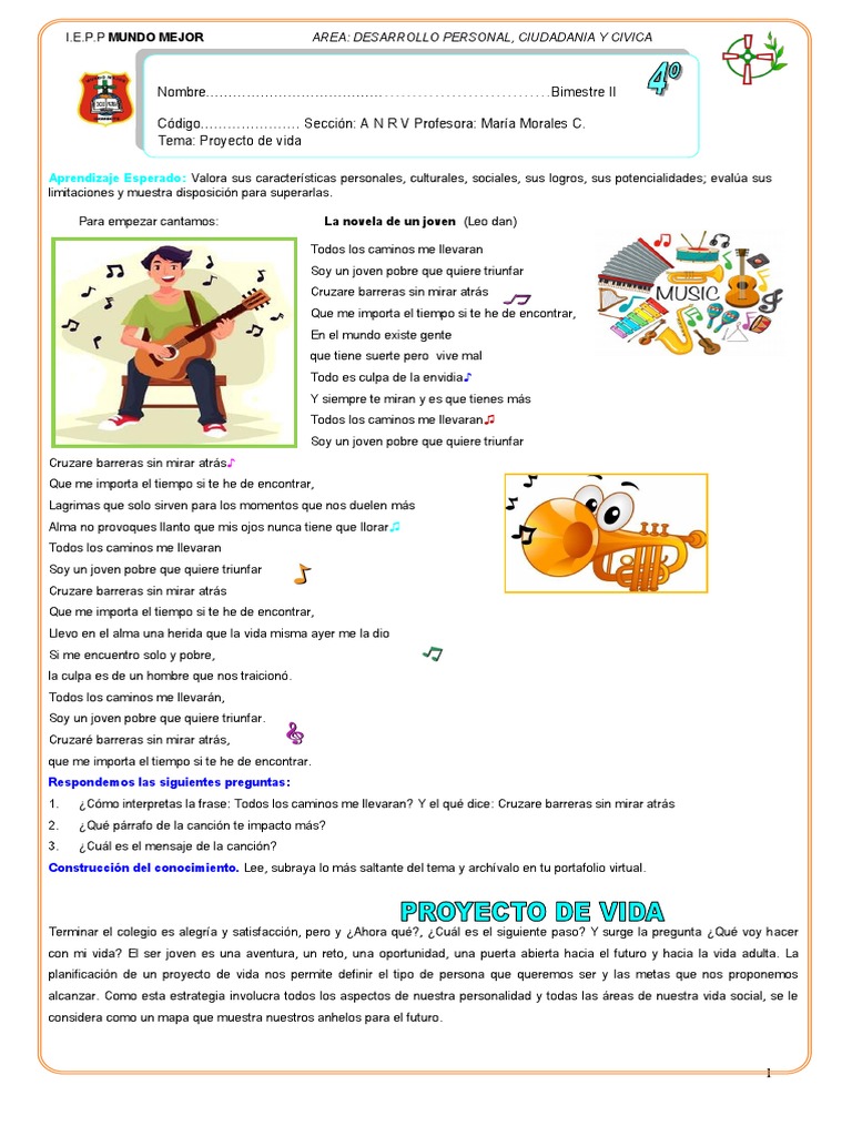Tema 2 Proyecto De Vida Pdf Vida Desarrollo Personal