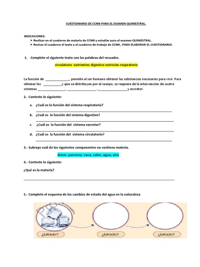Cuestionario de CCNN | PDF | Tierra | Ciencias fisicas