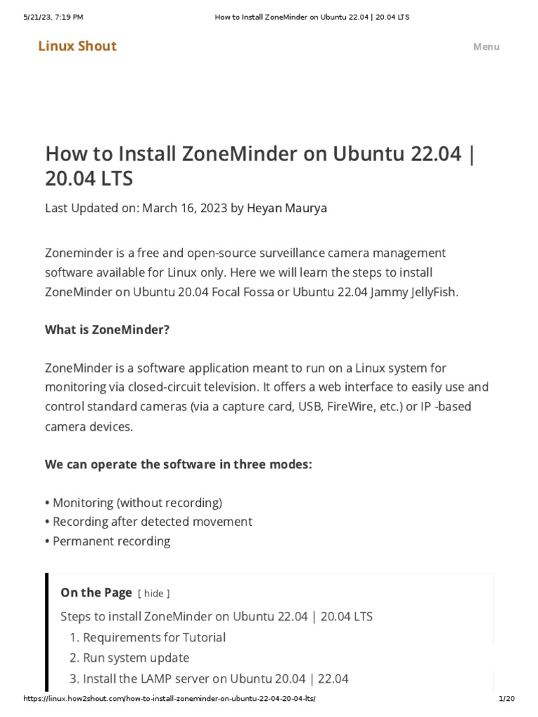 How To Install ZoneMinder On Ubuntu 22.04 - 20.04 LTS | PDF