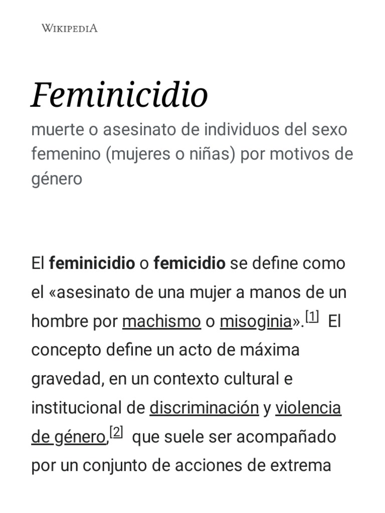 Feminicidio - Wikipedia, La Enciclopedia Libre | PDF | La violencia ...