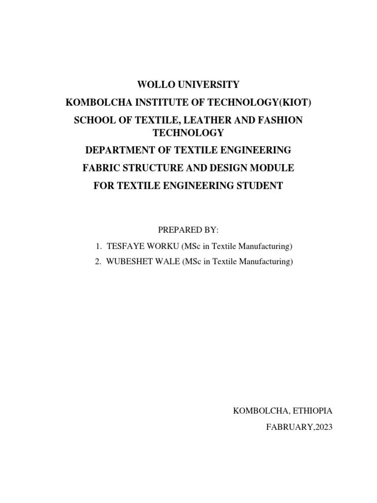 Fabric Structure and Design Module 2023 | Download Free PDF | Loom ...
