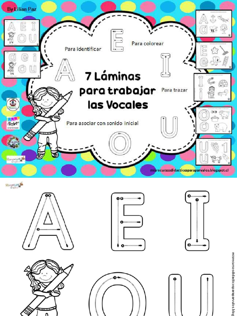 Traza y colorea las vocales | PDF | Artes del Lenguaje y Comunicación
