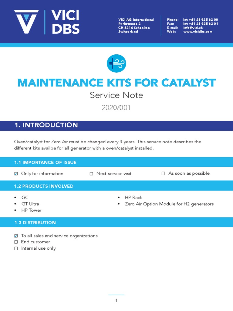 Maintenance Kits For Catalyst 2020-001 | PDF | Land Vehicles | Car Body ...