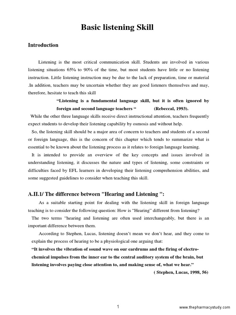 Basic Listening Skills | PDF | Reading Comprehension | Second Language