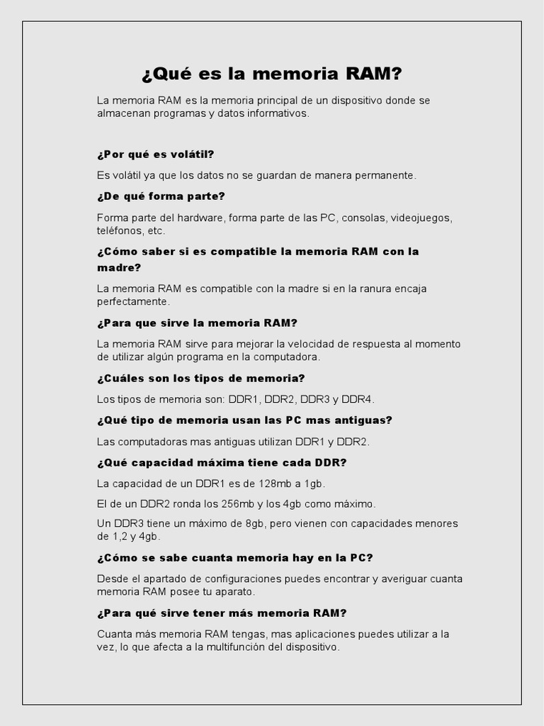 Definición y Función de la Memoria RAM | PDF | Informática
