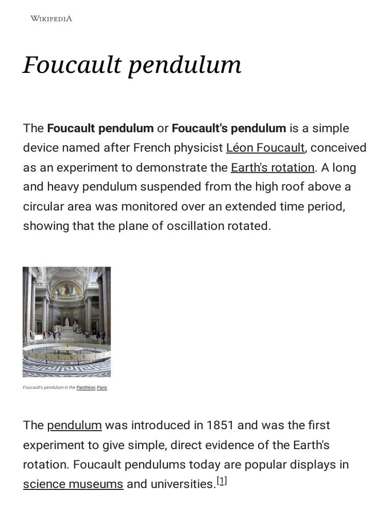 Foucault Pendulum - Wikipedia | PDF | Space | Nature