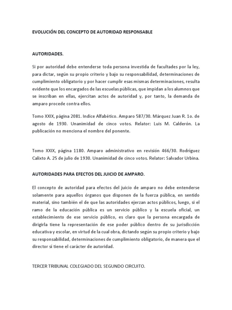 Evolución Del Concepto de Autoridad Responsable | PDF | Estado ...
