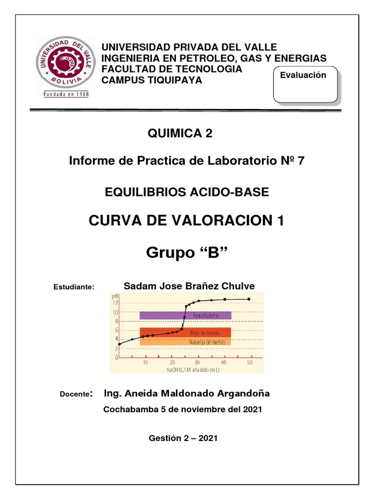 Informe de Laboratorio 7 - Quimica 2 | Descargar gratis PDF | Ph | Ácido