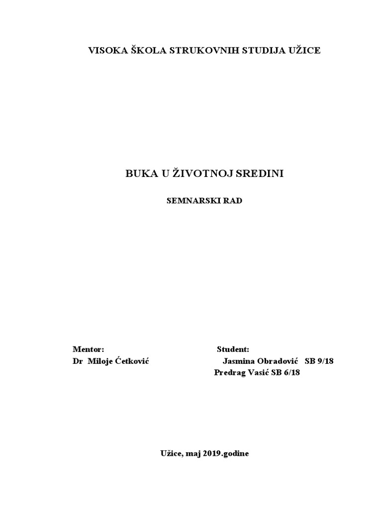 Buka U Zivotnoj Sredini | PDF