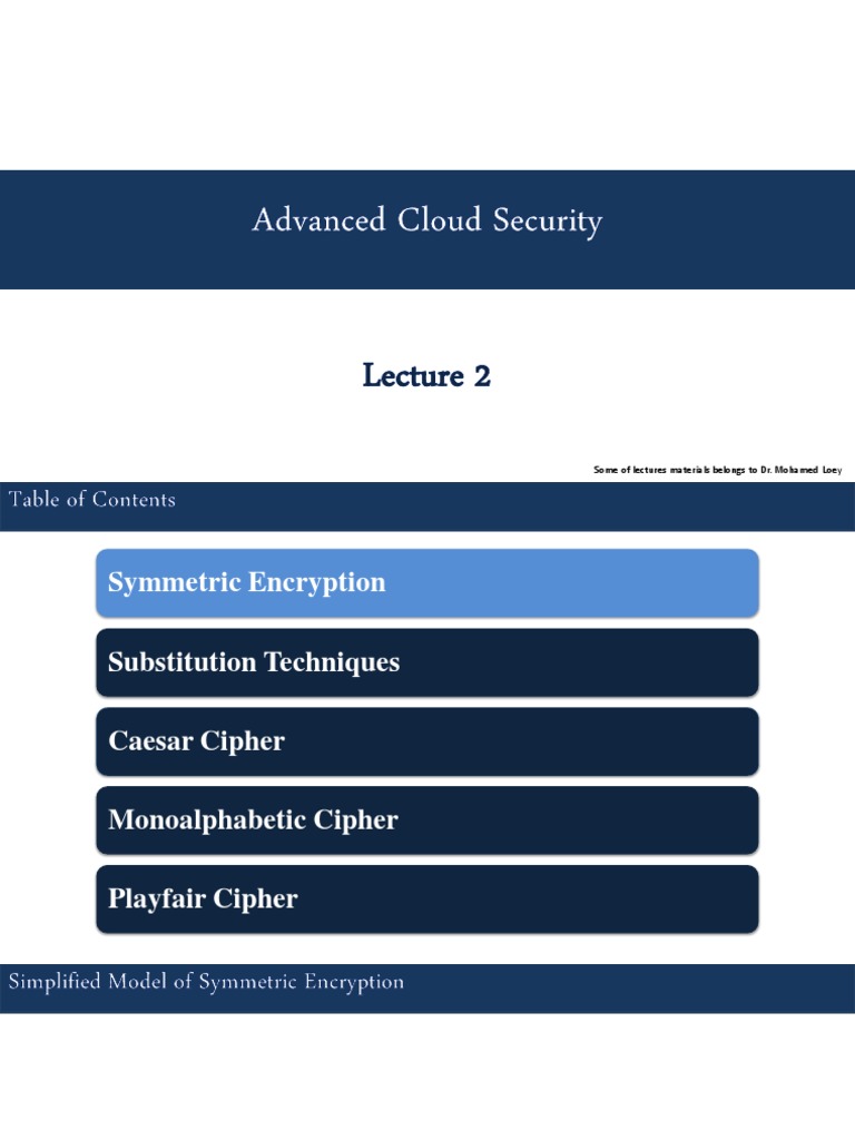 Cloud Security Lecture 2 | PDF | Cipher | Cryptography Cloud Security Lecture 2 | PDF | Cipher | Cryptography