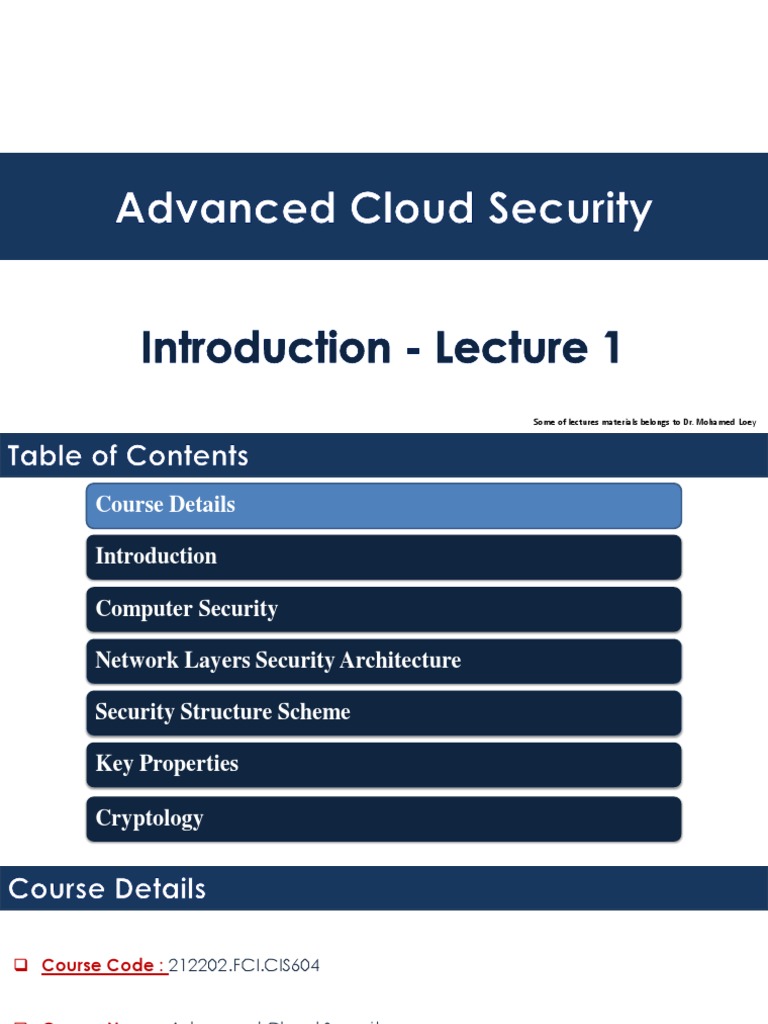 Cloud Security Lecture 1 | PDF | Cryptography | Encryption Cloud Security Lecture 1 | PDF | Cryptography | Encryption