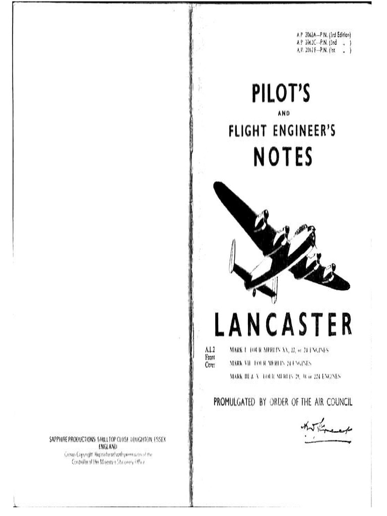 Avro Lancaster Pilot's Notes | PDF