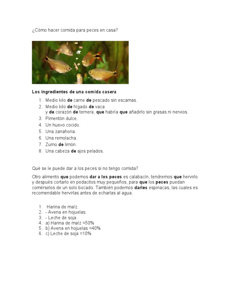 Cómo Hacer Comida para Peces en Casa | PDF