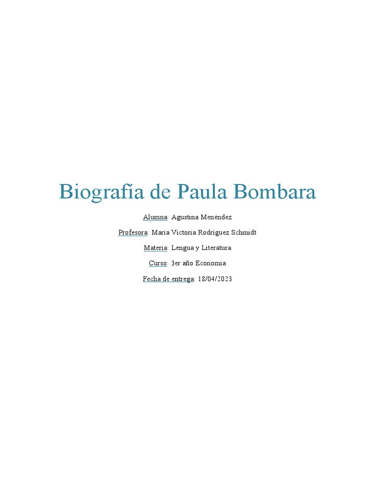 Biografía de Paula Bombara | PDF